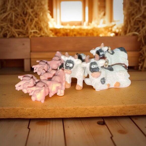 Hallmark | Accents | Vintage Hallmark Mini Farm Animals Cows Pigs ...